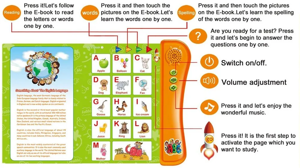 Child Intelligent Educational Electronic Touch Y Book Learning Machine ...