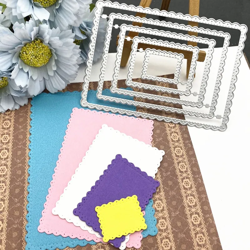 Customized Diy Laced Rectangle Frame Set Metal Cutting Dies For ...