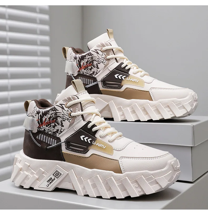 HZ Men's Shoes 2025 Autumn New Style Height-Increasing Thick-Soled Wear ...