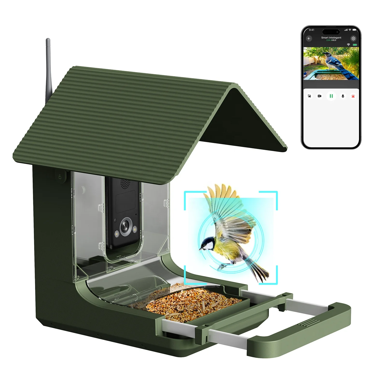 Automatic solar smart bird feeder AI Identify wifi IP66 night 32MP 4K ...