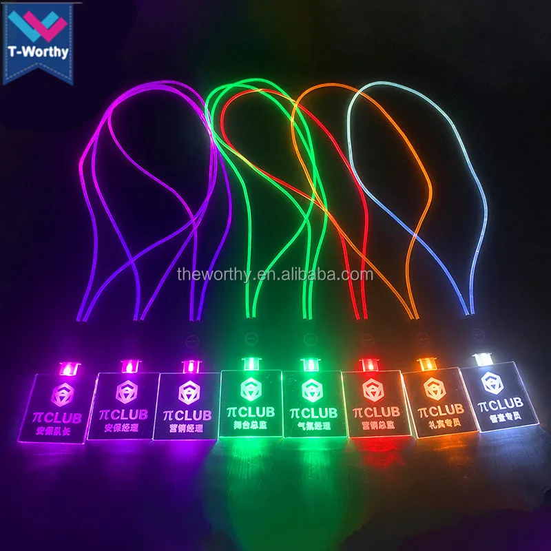 T-worthy Custom Logo Shape Acrylic LED Necklace for Events