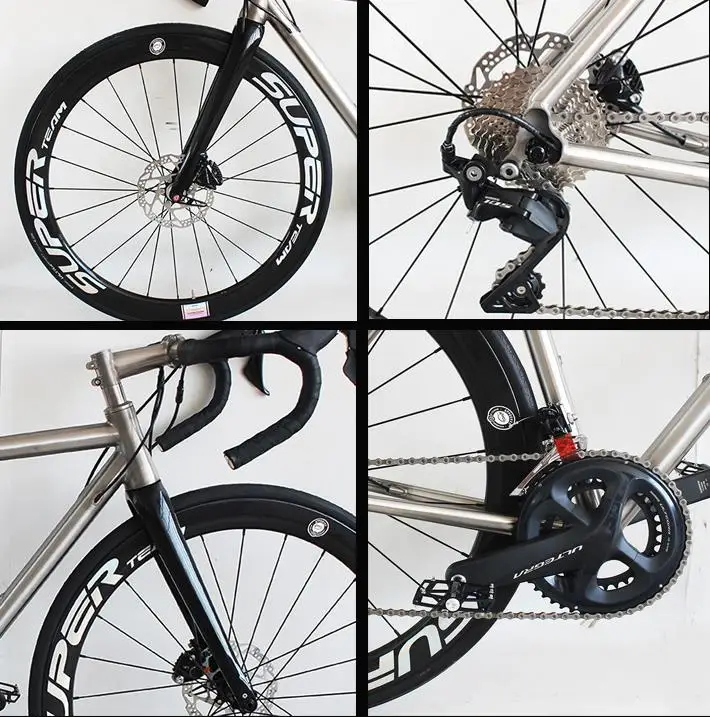 Titanium Road Bike 700C - 21 Speed, Disc Brakes, Carbon Fork