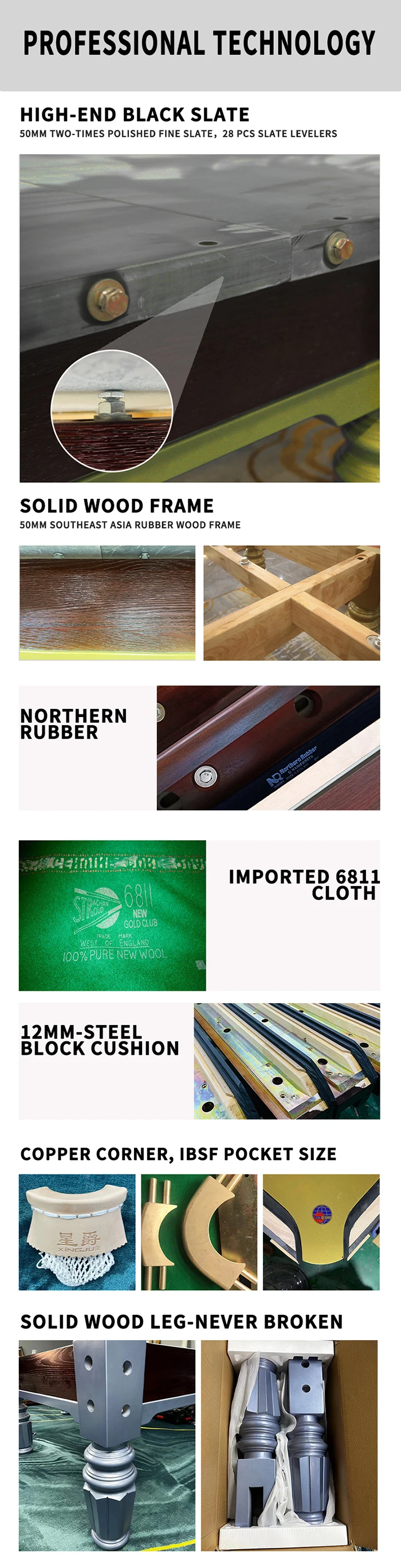 Professional Strachan 12ft Slate Snooker Table - Xingjue