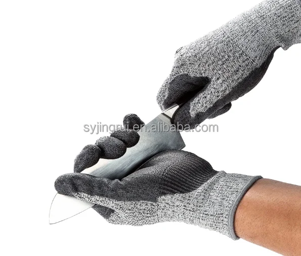 Assembly Industrial Safety Work Gloves Ansi A4 Hppe Steel Palm Coated Cut Resistant Metal Knit ...