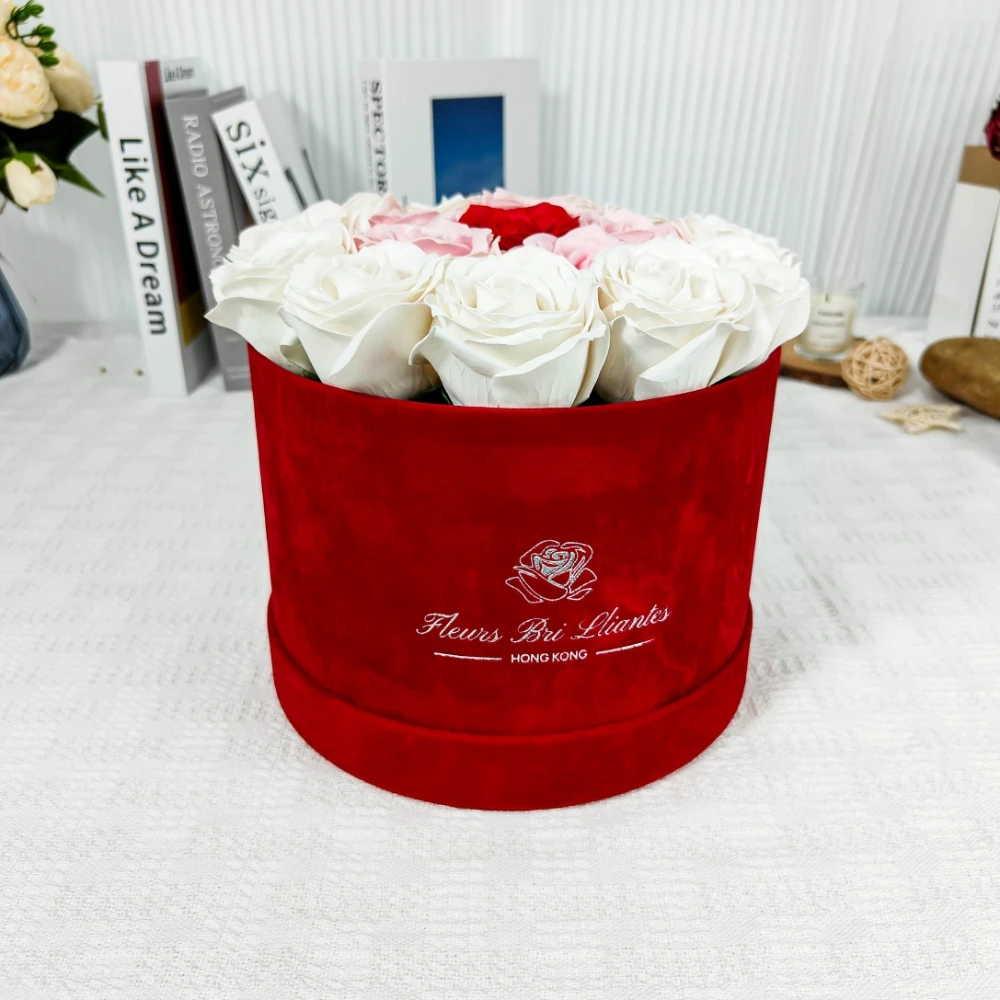 High-capacity Round Flower Box For Flower Display,Velvet Flower Gift ...