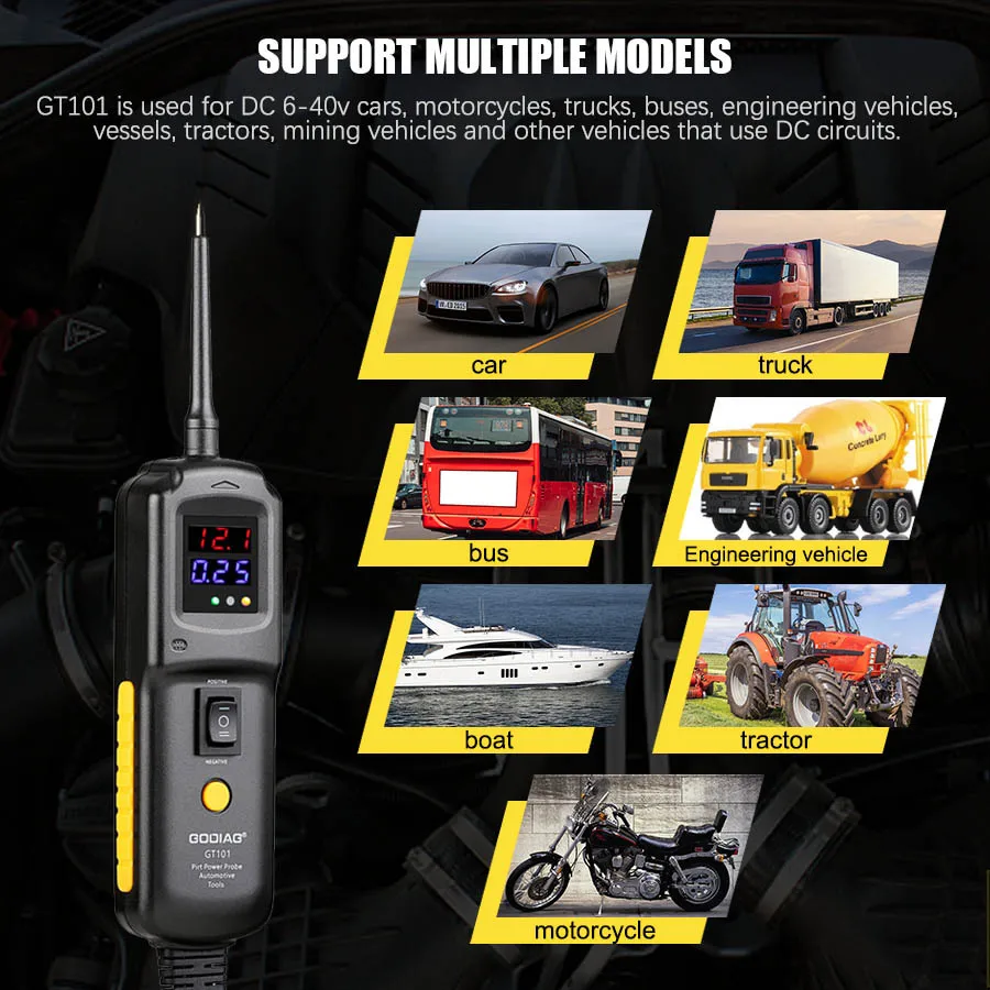 Gt101 Pirt Power Probe Dc 6-40v Vehicle Electrical System Diagnostic ...