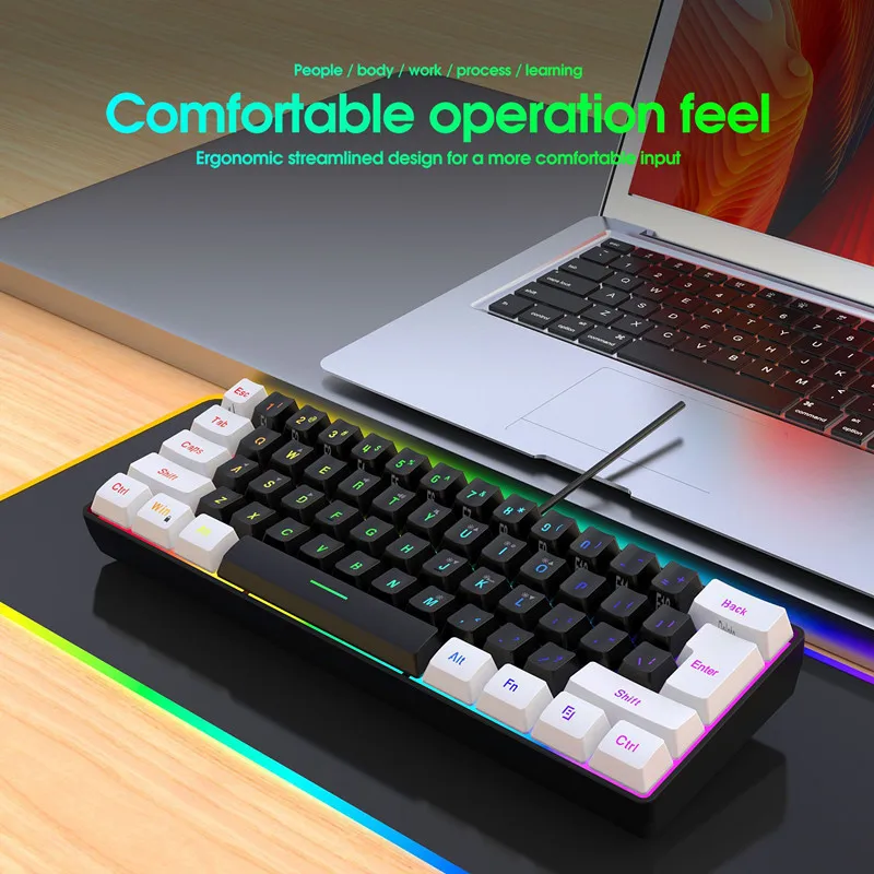 V700 Wired 61-Keys Membrane Keyboard - Gaming & Multimedia