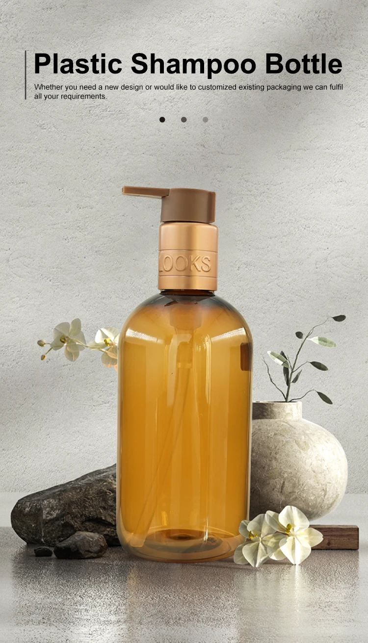 Luxury Transparent Amber Plastic Shampoo Bottle Pet Material 250ml ...