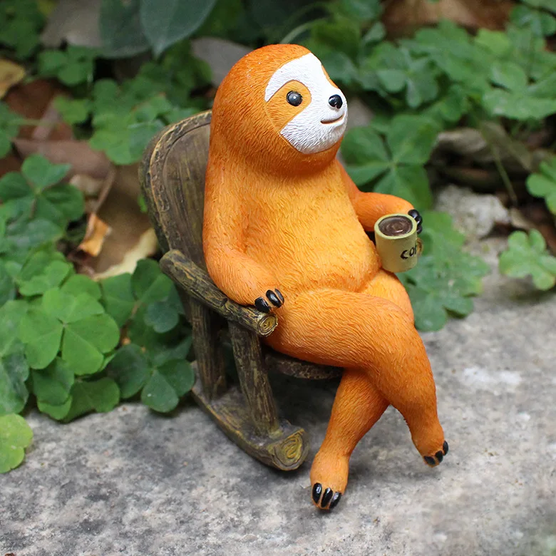 Outdoor Garden Statue Ornament Resin Sloth Woodland Decor