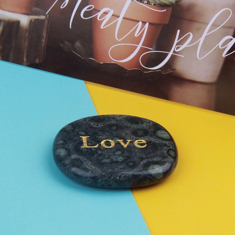 Engraved Polished Palm Word Stones Inspirational Crystal Pocket Stones ...