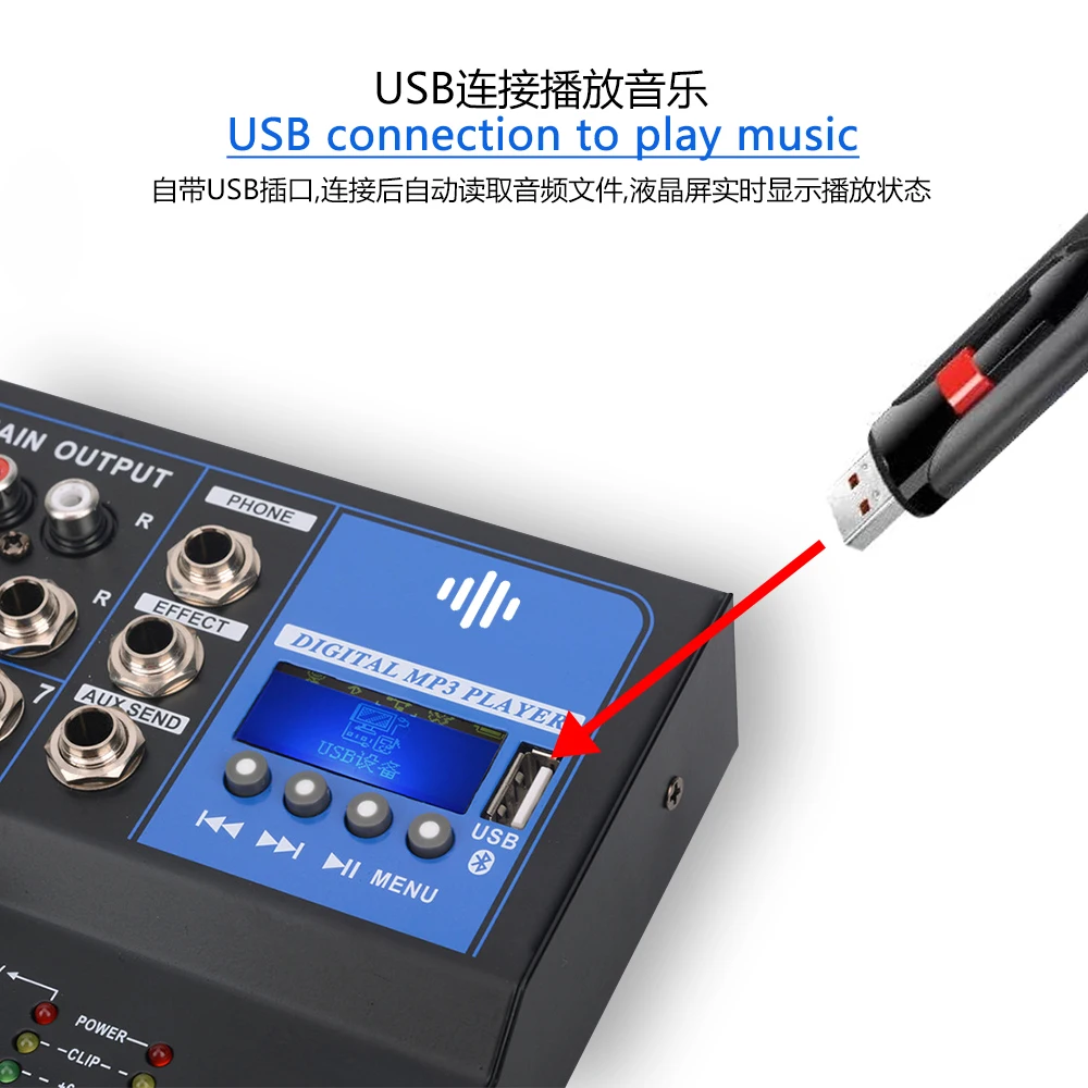 2022 Hot Selling 7 Channels Portable Audio Mixer With Usb 48 V Phantom ...