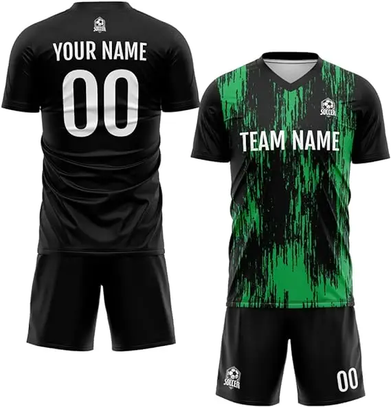 Full Sublimation Custom Football Jersey Set Men Wear Green Color Shirts ...
