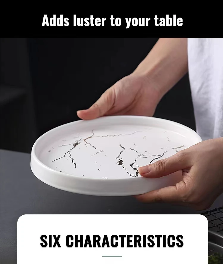 Ceramic Porcelain Marble Black And White Dinnerset Unbreakable ...