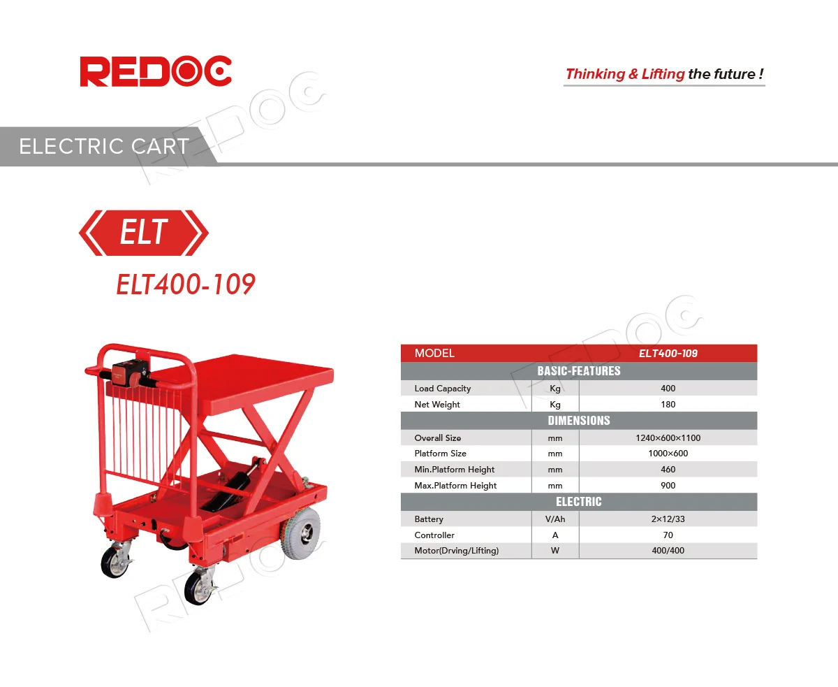 400kg Electric Power Cart with Electric Lift ELT400-109 Four Wheels ...