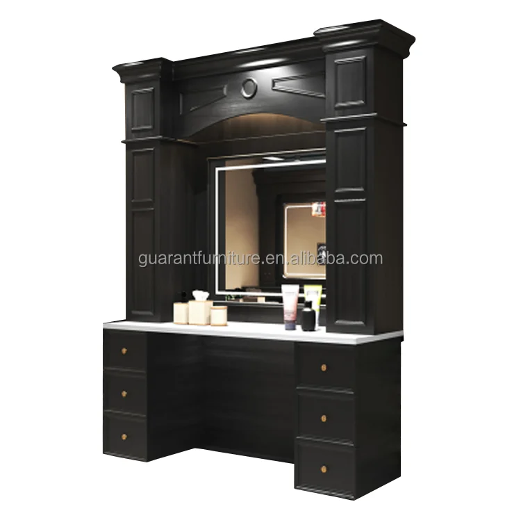 black wood barber station classic cabinet barber station luxury style ...