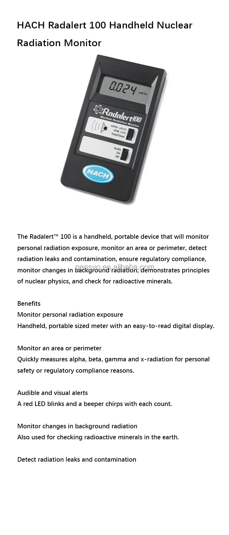 Hach Radalert 100 Handheld Nuclear Radiation Monitor - Buy Hach ...