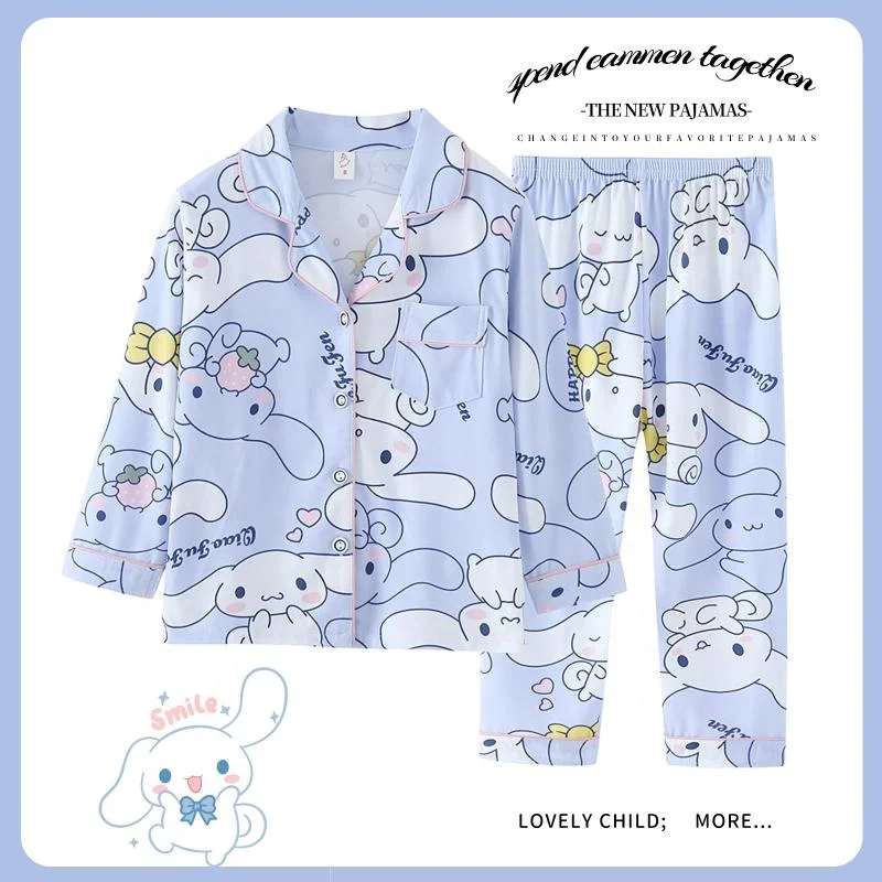 Kawaii Sanrios Cinnamoroll Children's Long-sleeved Pyjamas Anime Kuromi ...