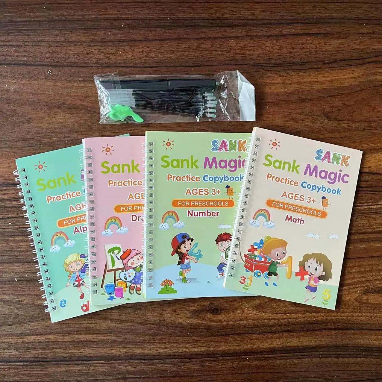 Cheap Sank Reusable English Book Sets Magic Writing Copybook Spiral ...