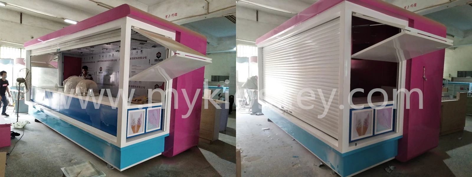Solid Wood Outdoor Kiosk Design - Fast Food & Coffee Stalls