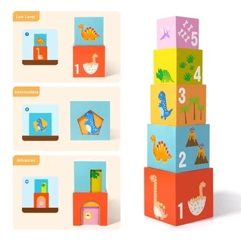 Wooden Educational Animal Cognitive Box Building Block Toy Children's ...