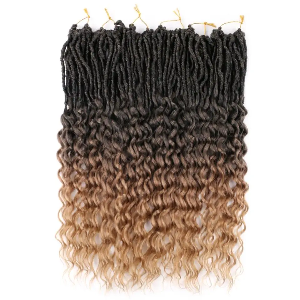 24inch New Pre-looped Deep Wave Fauxs Locs Nu Goddess Bohemian Crochet ...