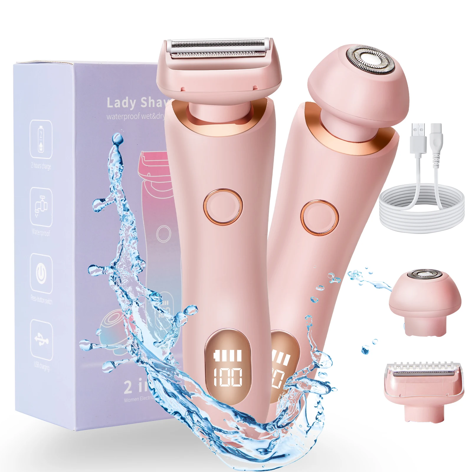 2 in 1 Wet Dry Electric Waterproof Razor for Hair Removal