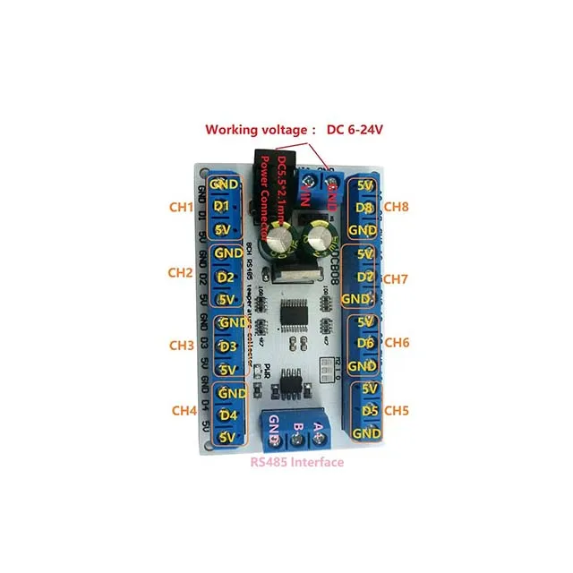 8-channel Rs485 Ds18b20 Sensor Board Modbus Rtu Paperless Recorder Plc ...