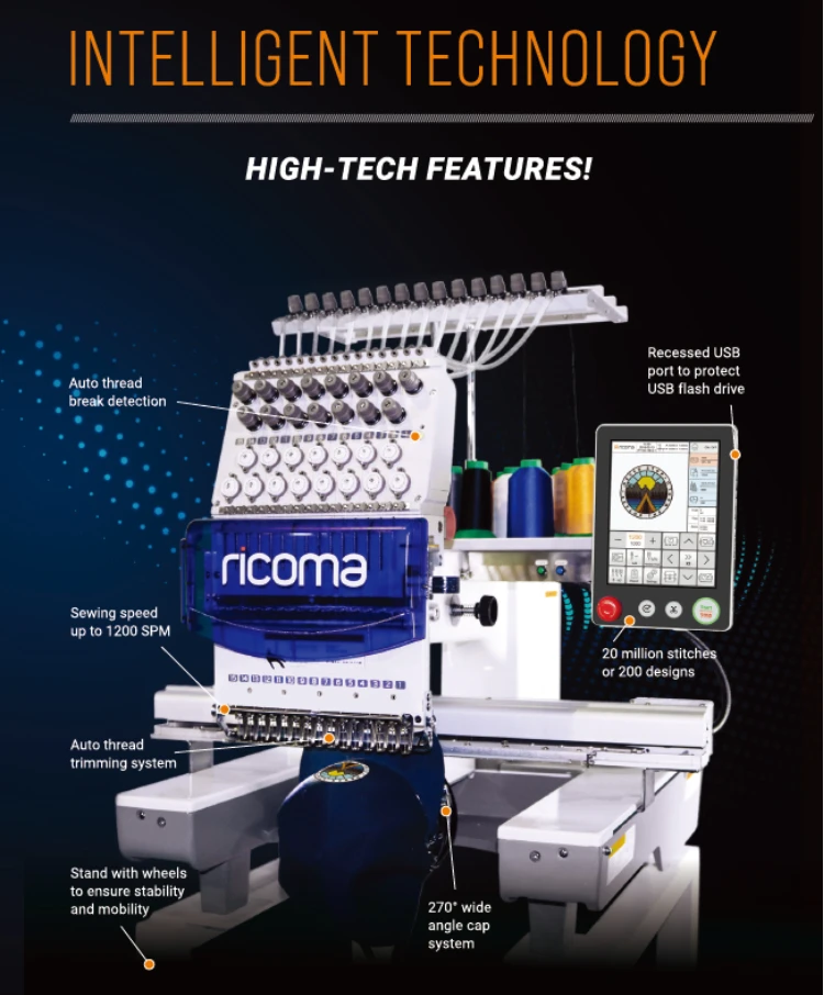Ricoma 1head Embroidery Machine - Versatile & Efficient