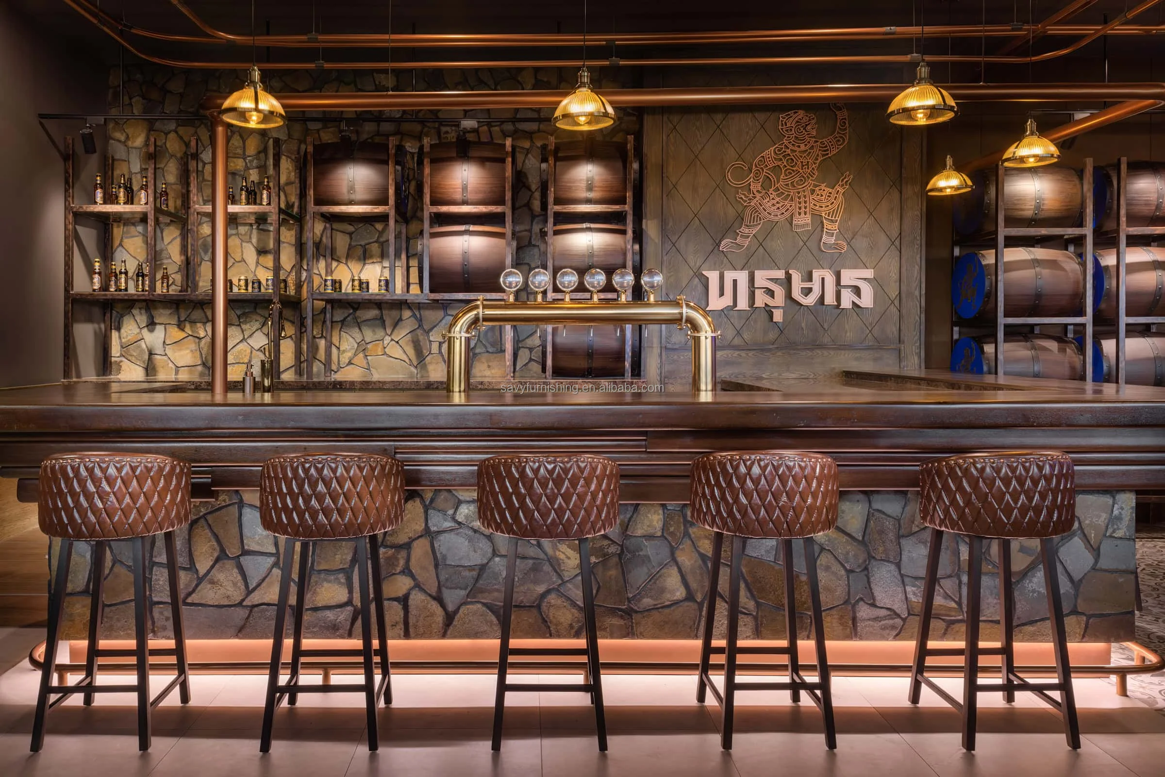 Rustic Beer Bar Counter Design Industrial Wine Drinking Bar Counter ...