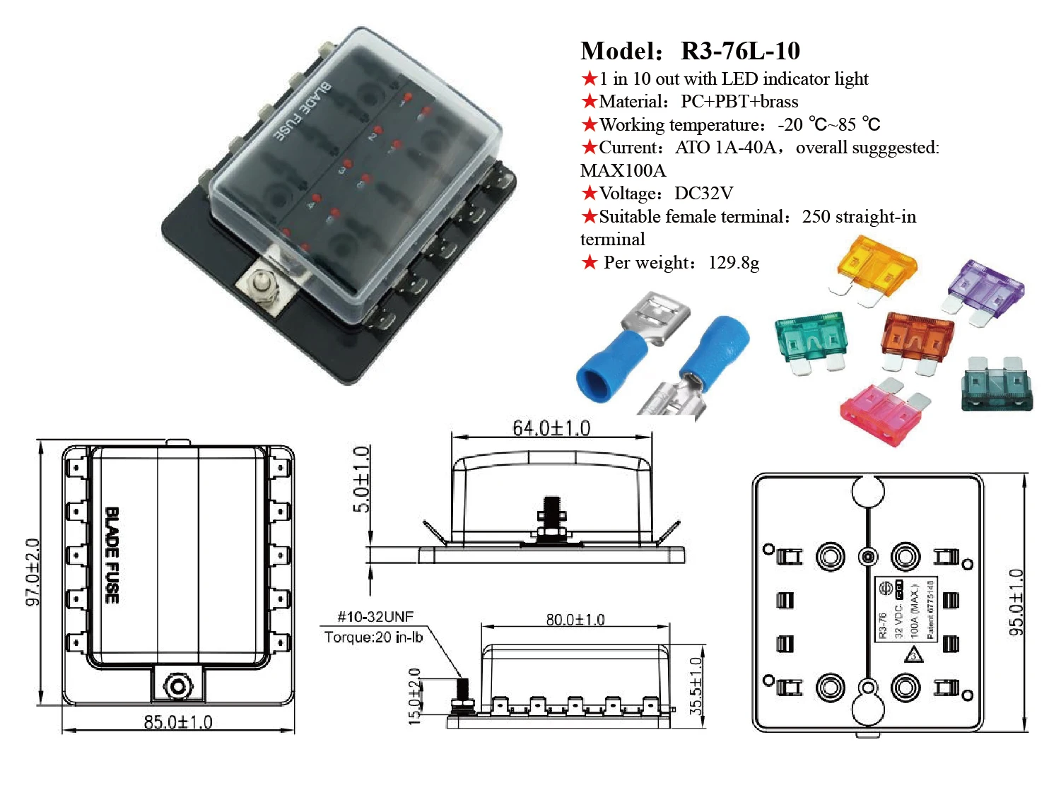Car Universal 100a Blade Fuse Block Box Automotive Circuit Waterproof ...