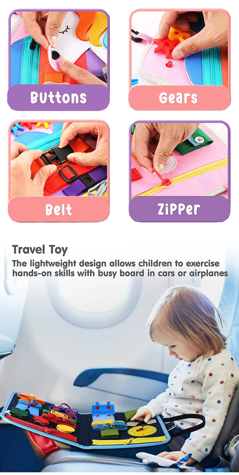 New Bag Design Busy Board Book Toddler Kids Educational Montessori Toys ...