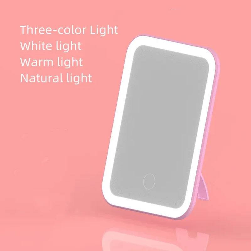 Portable LED Lighted Touch Dimmer Brightness Square Table Makeup ...