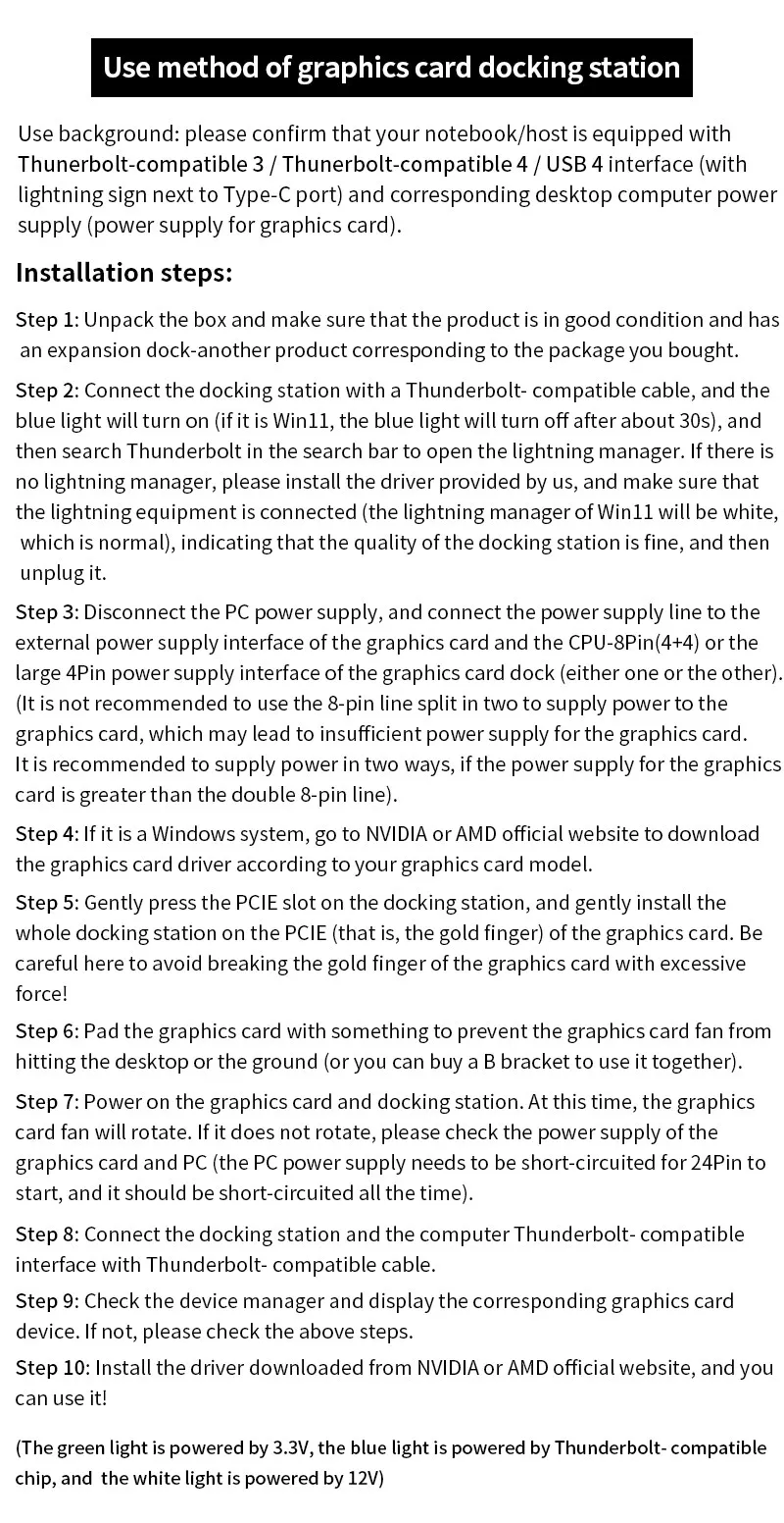 Thunderbolt3/4-compatible Gpu Dock Notebook To Graphics Card Adapter ...