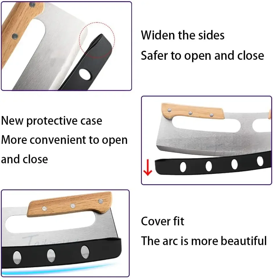 Stainless Steel Rocker Blade Wooden Handles Pizza Cutter Rocker With ...