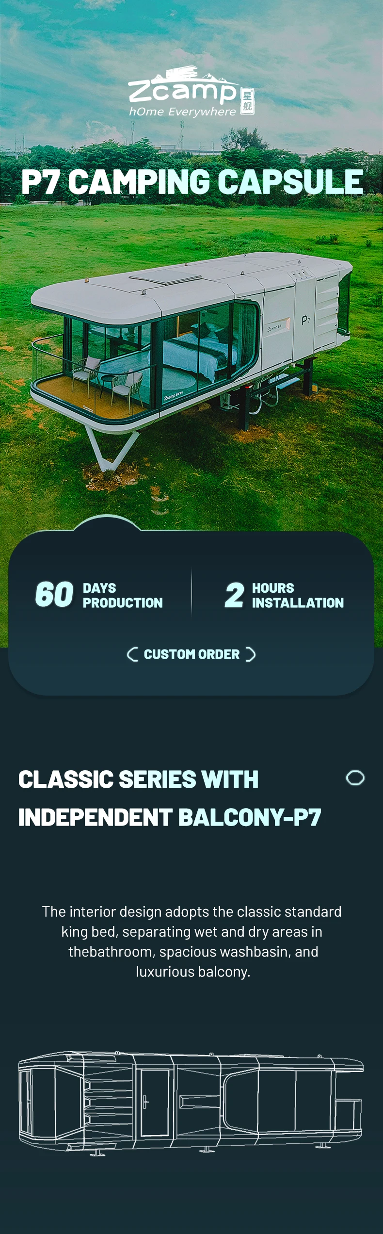 Zcamp P7 Aluminum Alloy Shell Customized Luxury Villa Prefab House ...