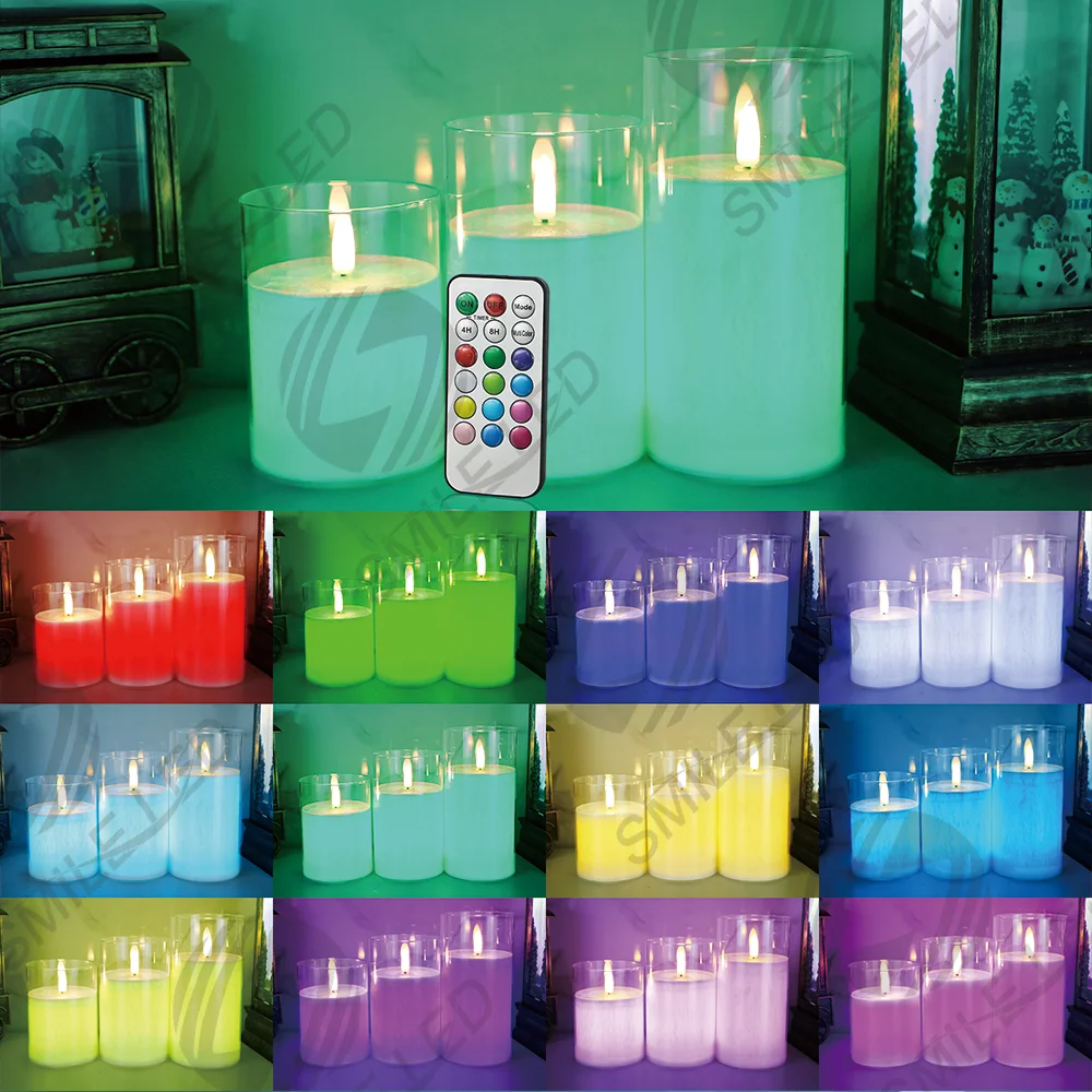 Flameless Votive Candles Flickering RGB LED Candle Battery Operated LED ...