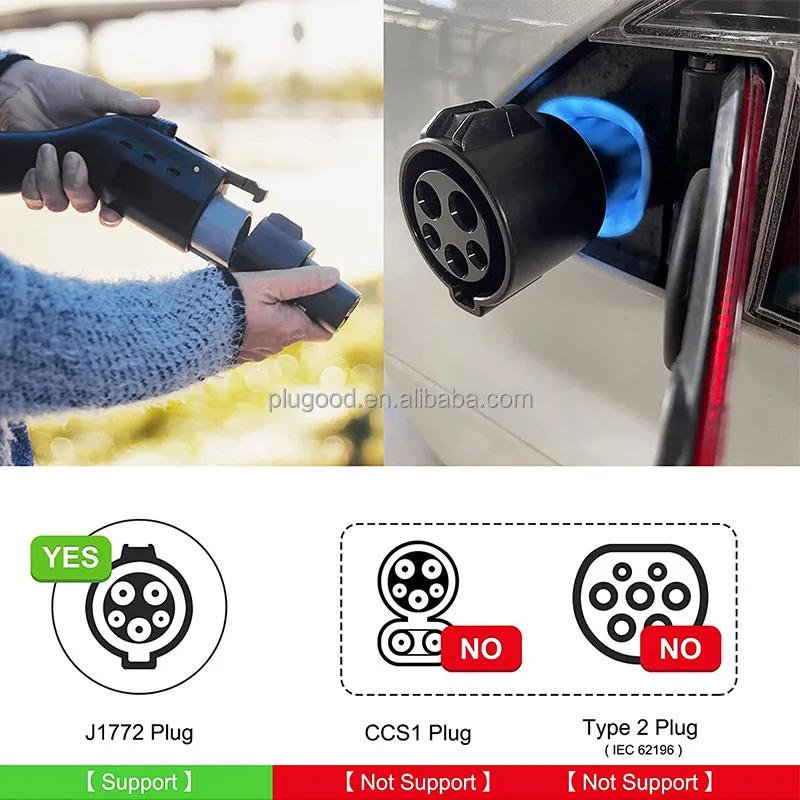 J1772 to Tesla Ev Charging Adapter 60A 250V AC Compatible with SAE ...
