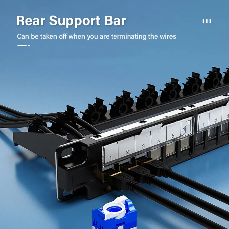 24 Port STP Patch Panel with Adjustable Rear Cable Management Bar for ...