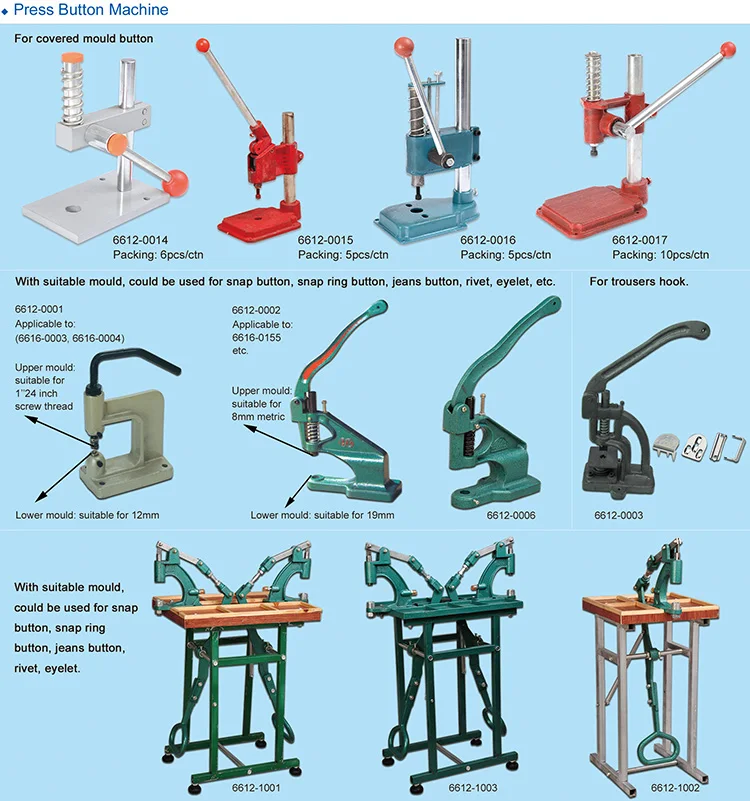 Metal Hand Press Button Machine for Snap Button - Manual