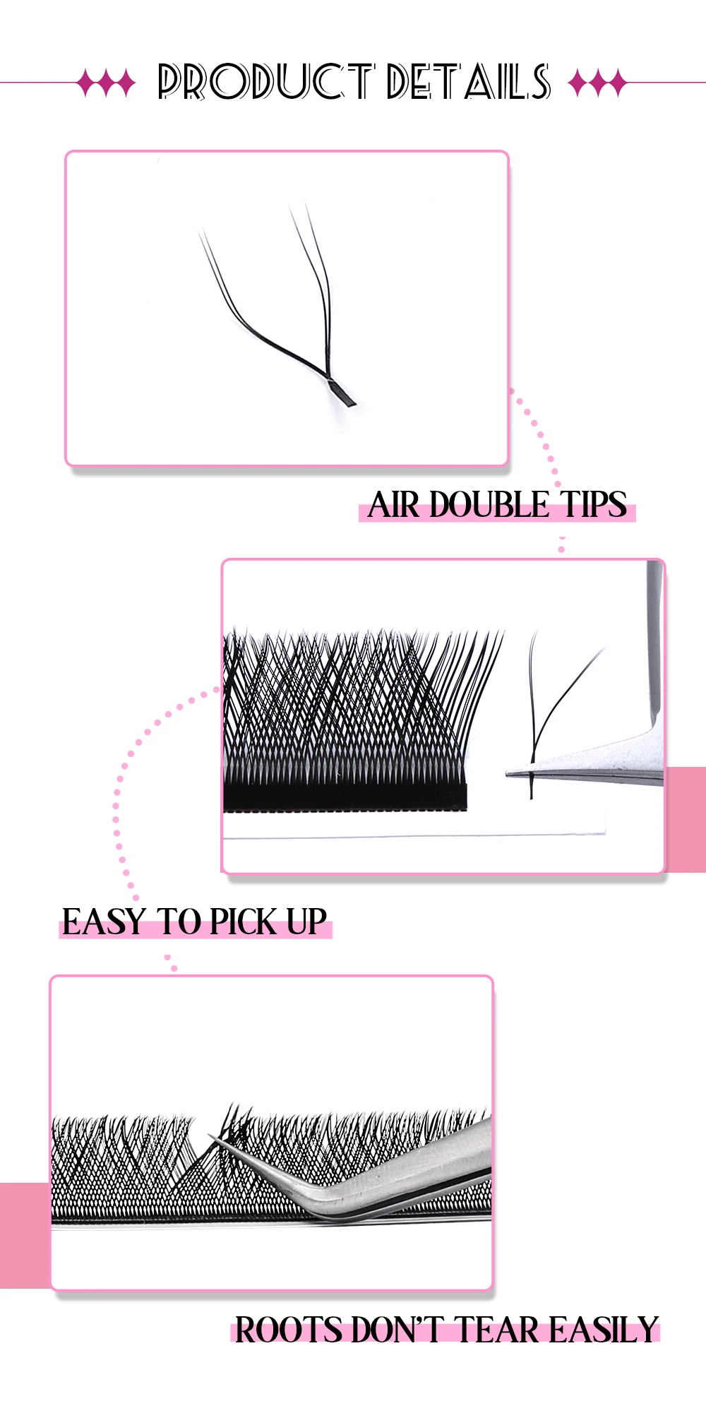 0.07C 0.07D Matte Black Brown YW Shape Eyelash Extension Natural Long D ...