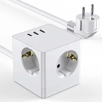 Usb Socket Cube German 3 Way With 1.5m Cable Cube Power Strip 1/6 Smart ...