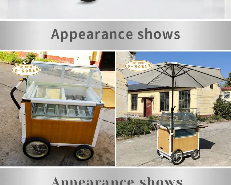 Mobile Ice Cream Freezer Ice Cream Carts Showcase Outdoor Ice Cream ...
