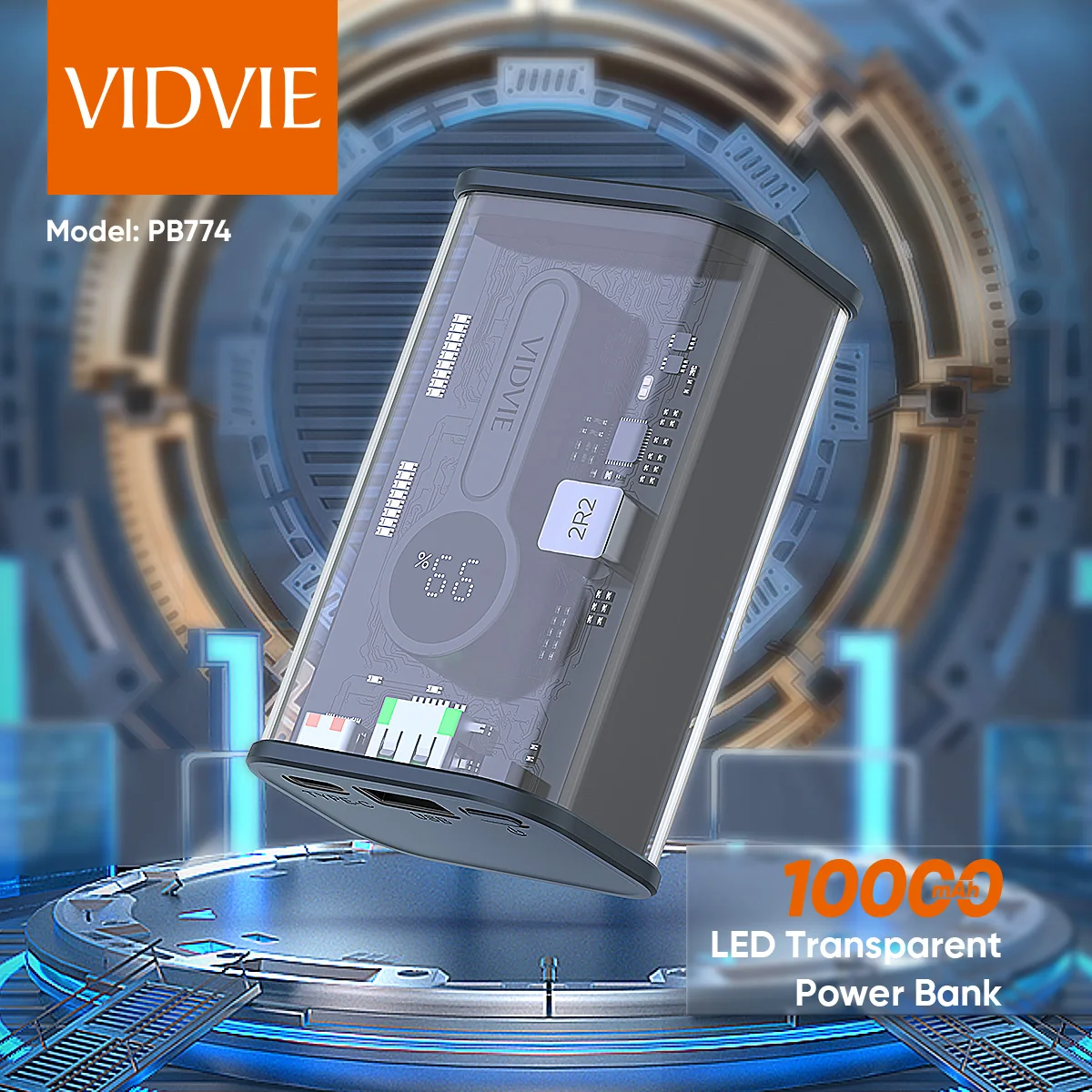 Vidvie Transparent Small Portable 10000mah Pd 20w Qc 22.5w Fast Charging Led Digital Power Bank ...