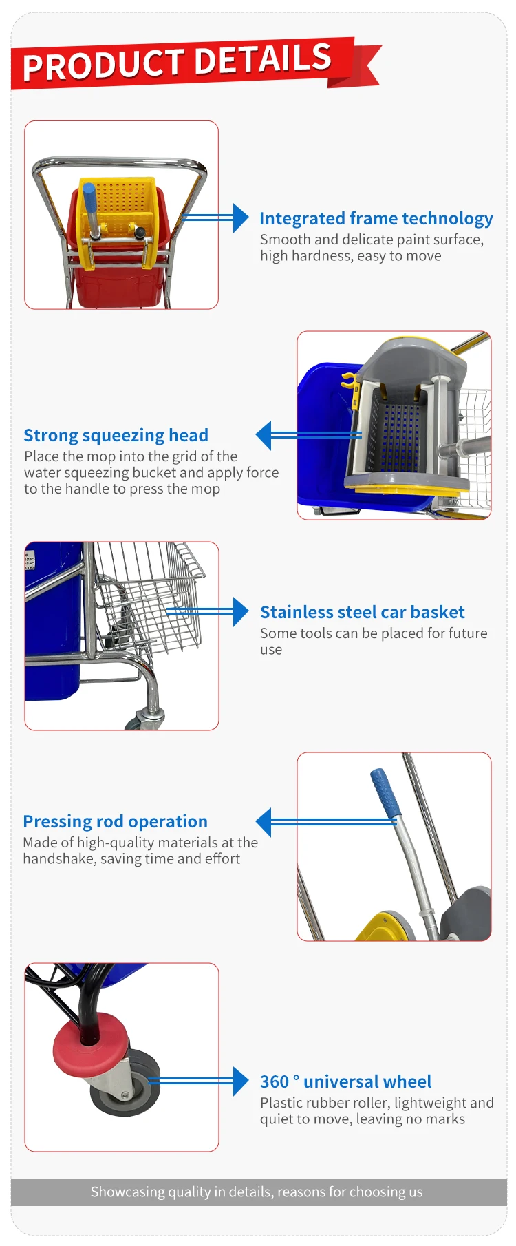 Commercial Double Plastic Mop Bucket with Squeezer for Hotel & Hospital ...