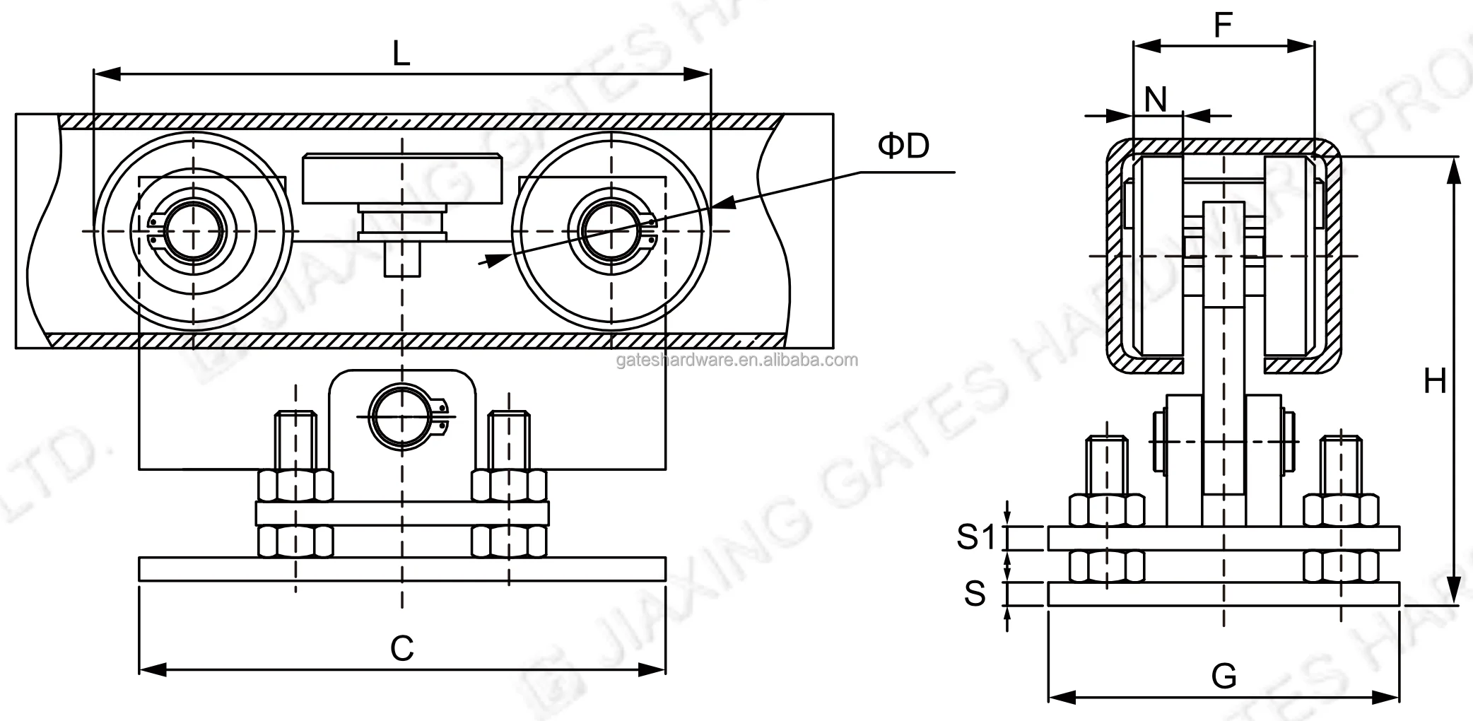 Heavy Duty Galvanized Cantilever Gate Rollers - Buy Cantilever Gate ...