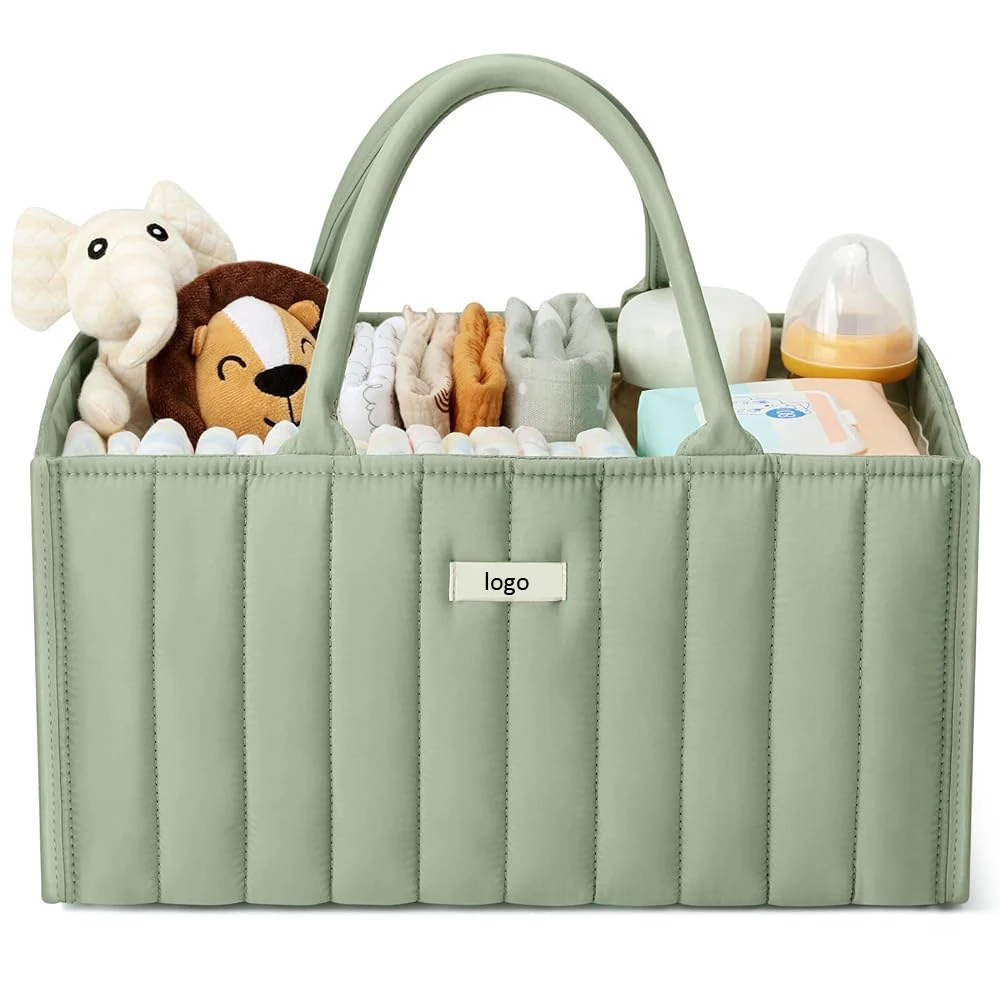 Custom Label Stylish Nursery Storage Basket - Baby Diaper Caddy Organizer