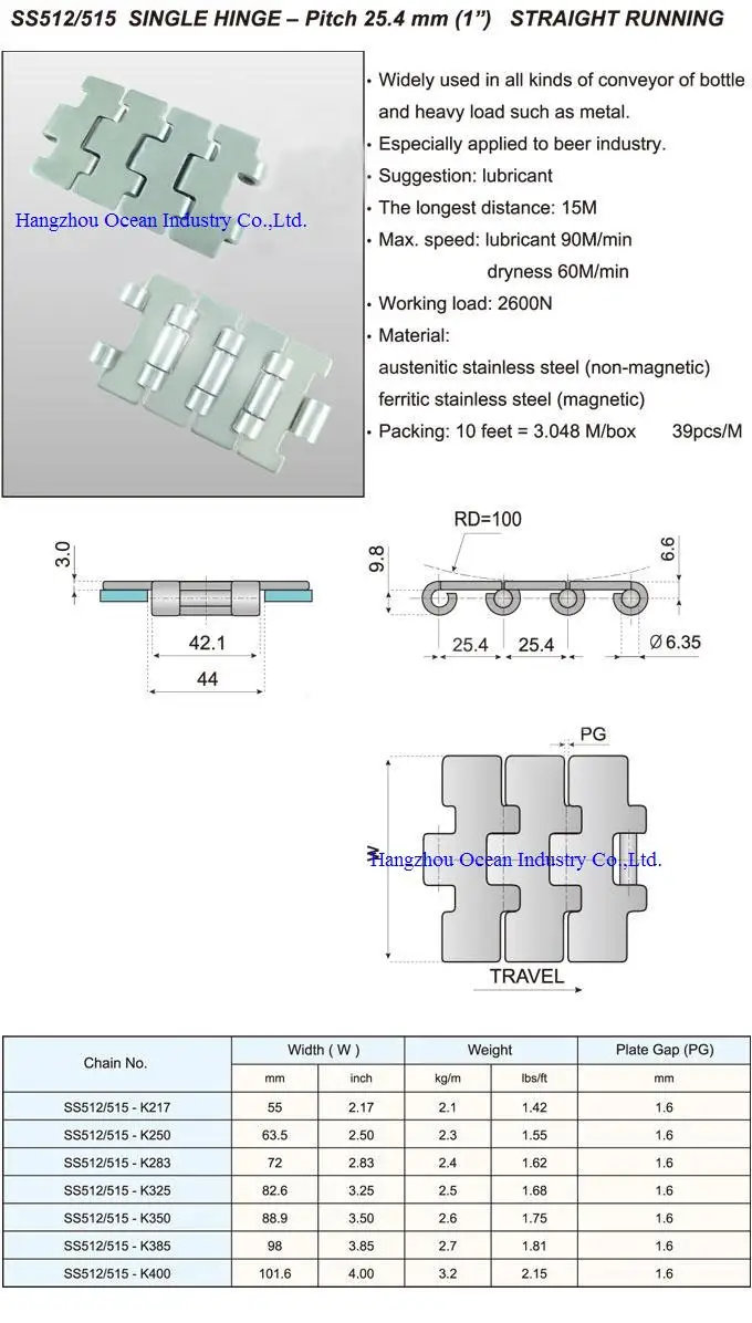 Stainless Steel Table Top Chain for Conveyor - Durable & Efficient