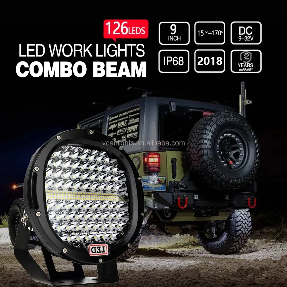 Round 9 Inch Truck LED Driving Spotlight 4x4 Offroad Bumper Spot Car ...