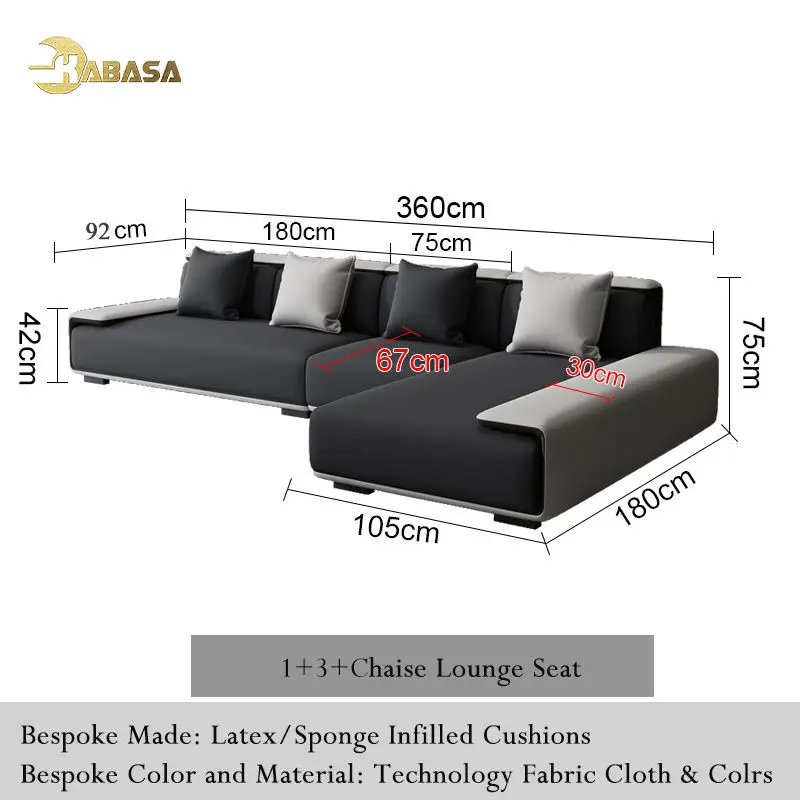 KABASA Modern Sofa Sectional Couch - Elegant Lounge Furniture
