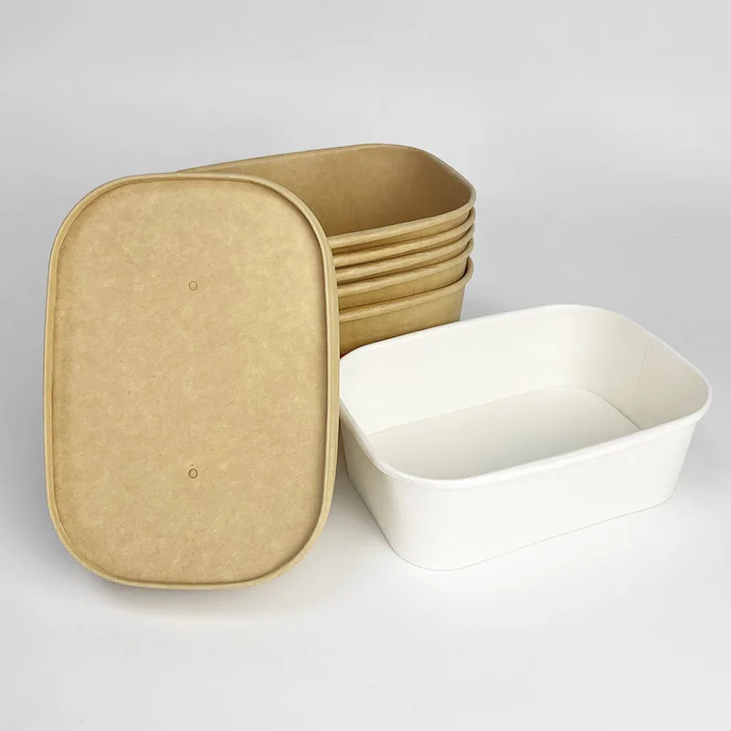 Wholesale Disposable Rectangular Kraft Paper Food Container PE Coating ...